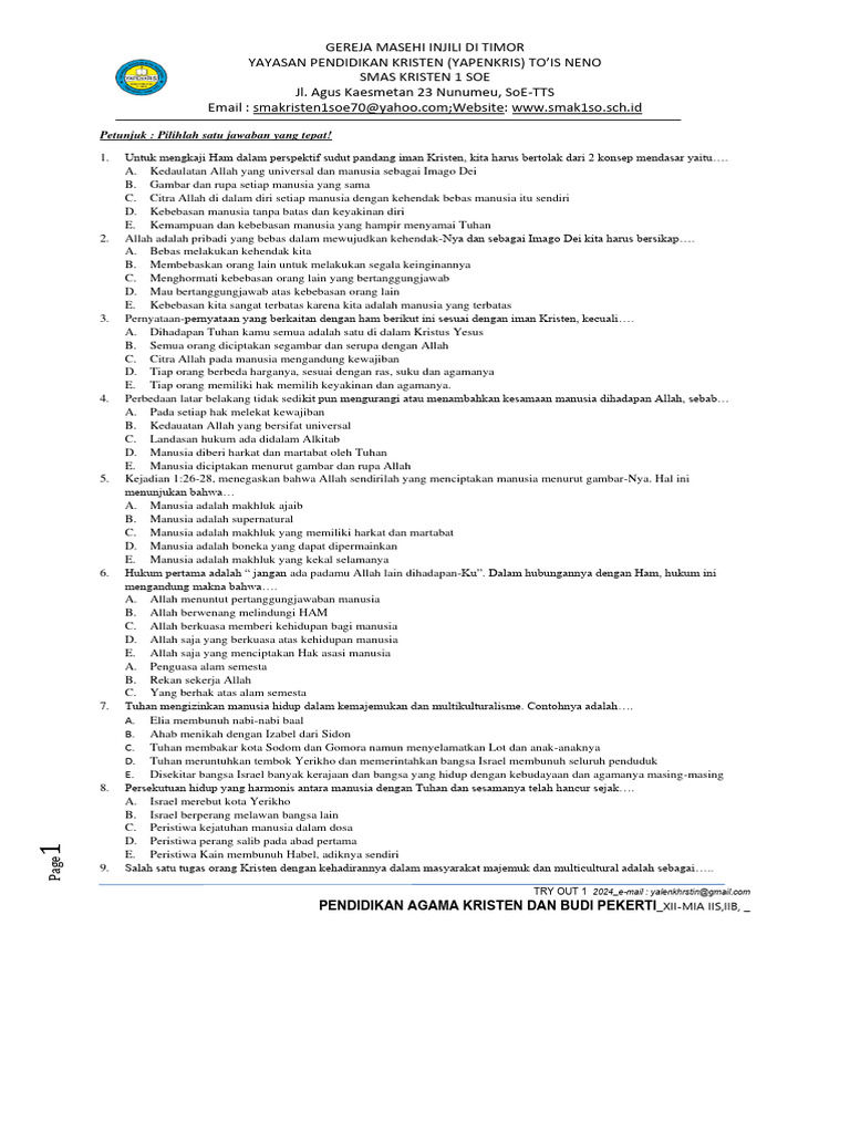 Soal Try Out Agama | PDF