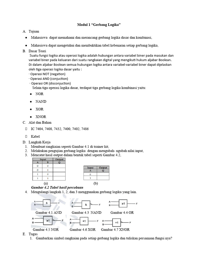 Modul 1 - Gerbang Logika | PDF