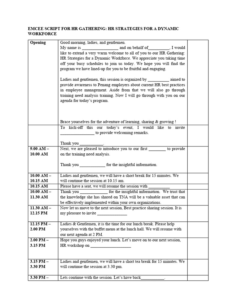 Emcee Script For HR Gathering (Updated) | PDF