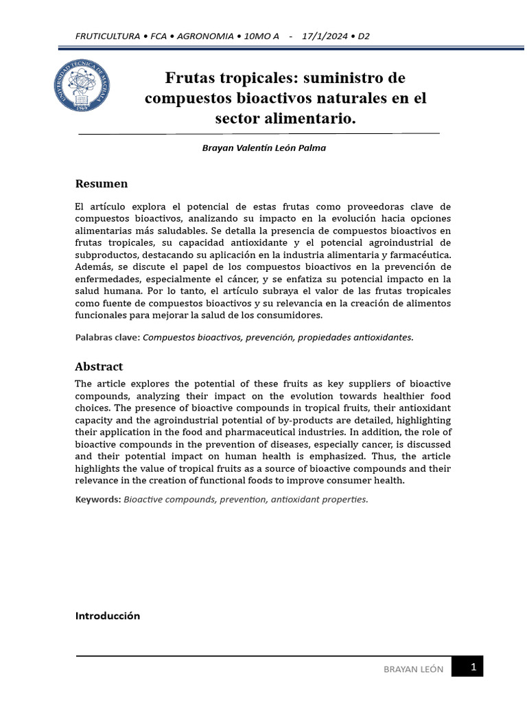 Compuestos Bioactivos | PDF | Alimentos | Vegetales