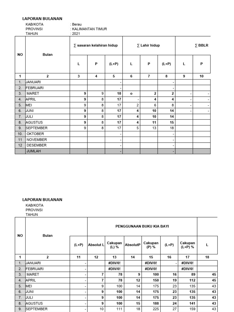 Form Laporan Data Anak 2021 (TAHUN) | PDF
