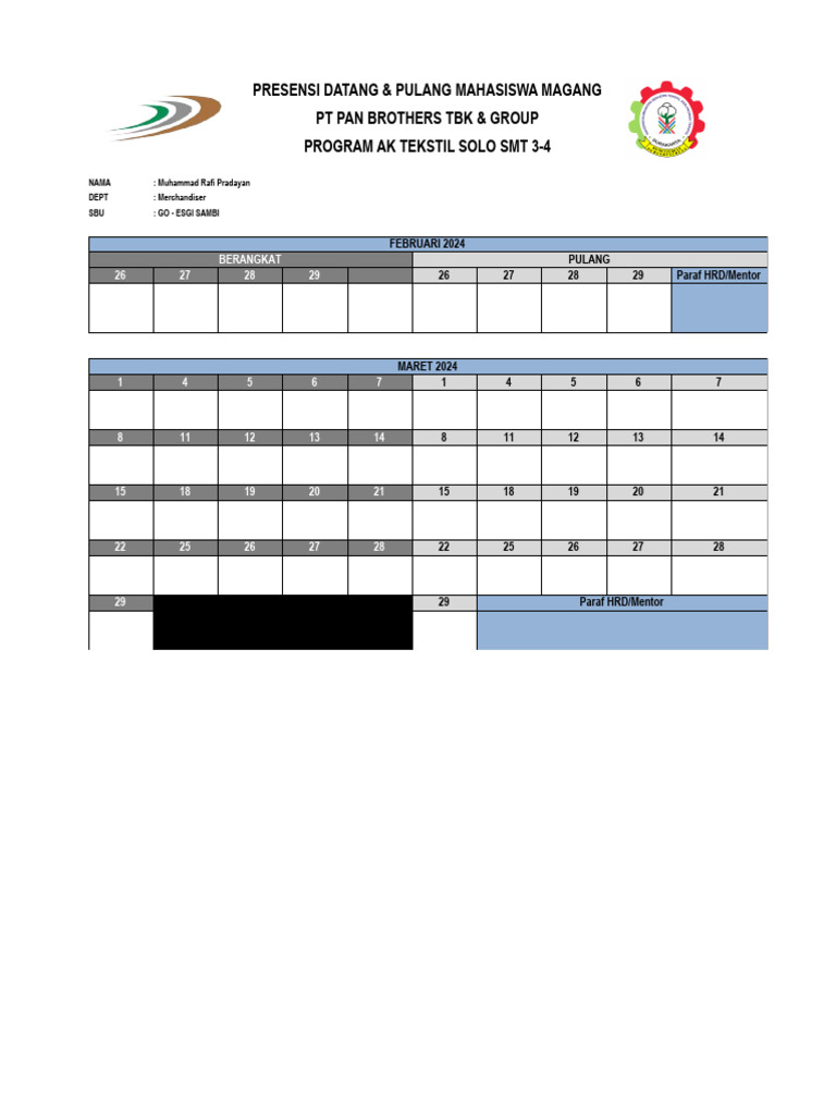 Template Presensi | PDF