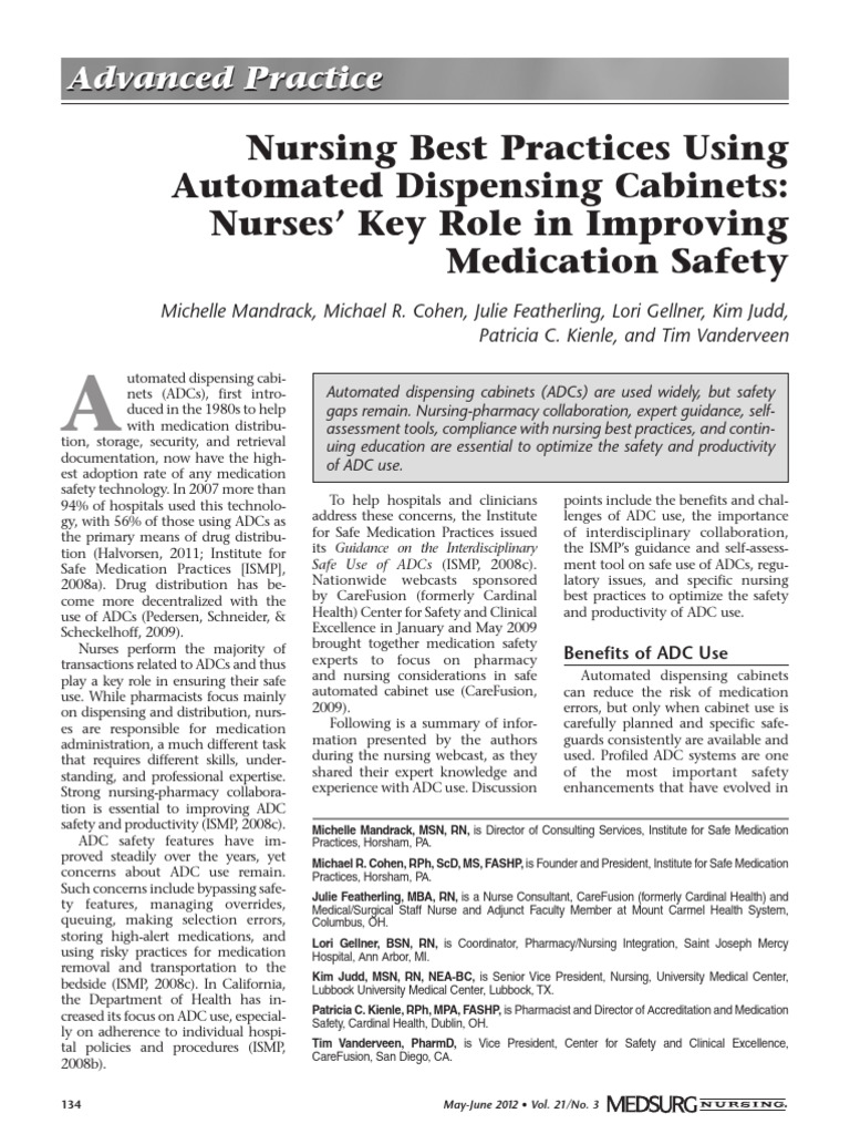 Nursing Best Practices Using Automated Dispensing Cabinets: Nurses' Key ...