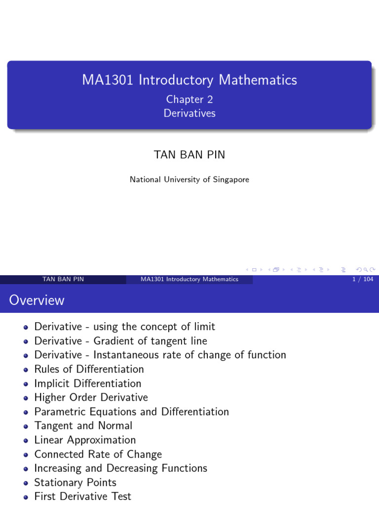 MA1301 Chapter 2 | PDF | Slope | Derivative