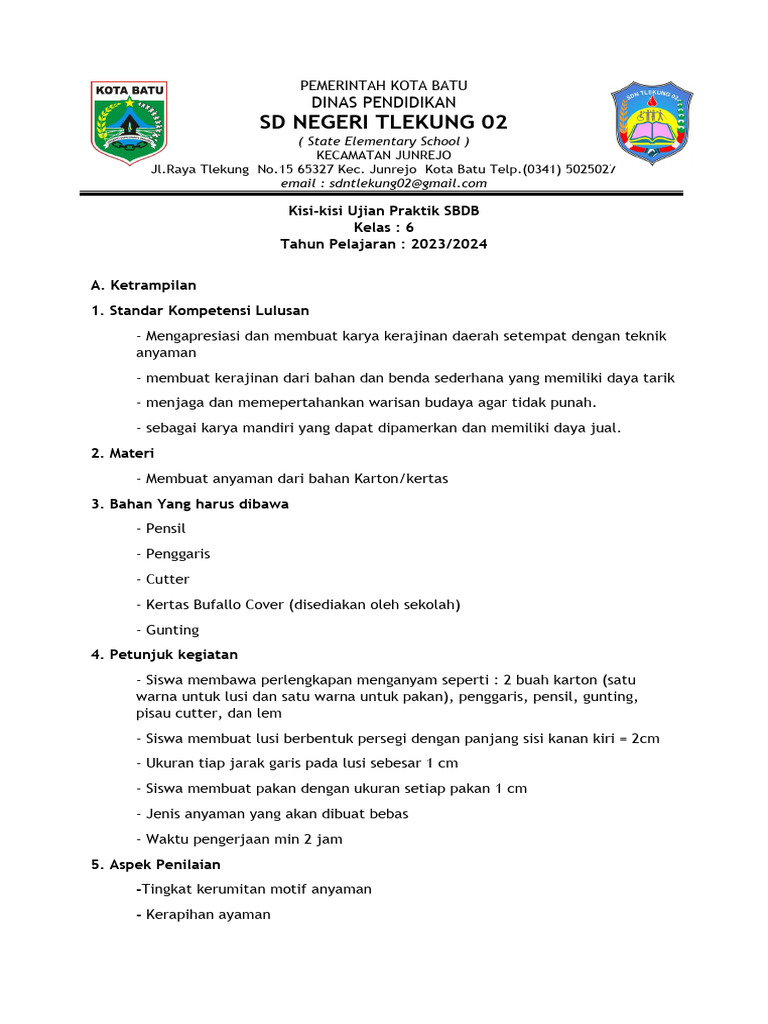 Kisi-Kisi Uprak SBDB | PDF