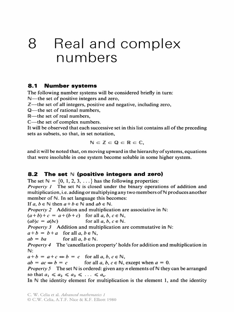 8 Real and Complex Numbers: 8.1 Number Systems | PDF | Numbers ...