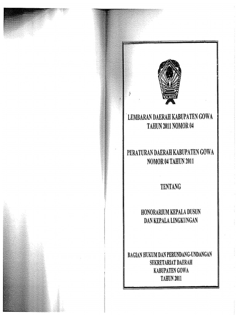 Perda Gowa Tahun 2011 Nomor 04 | PDF