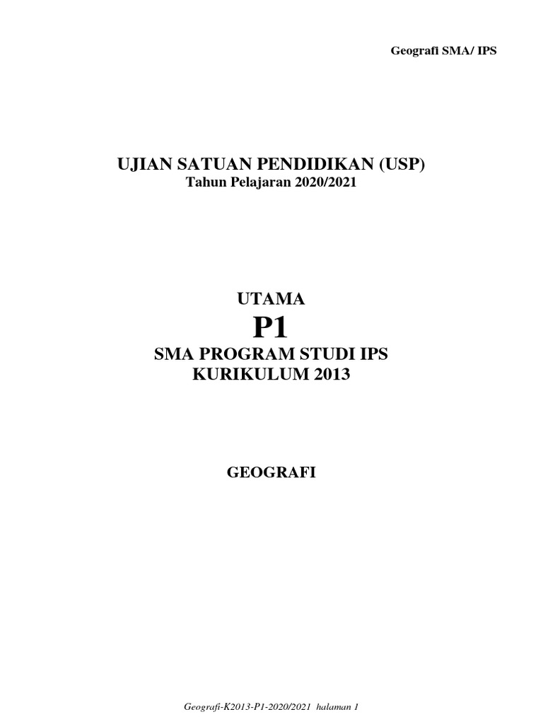 Naskah Soal Geografi USP-Kur 2013-P1 | PDF