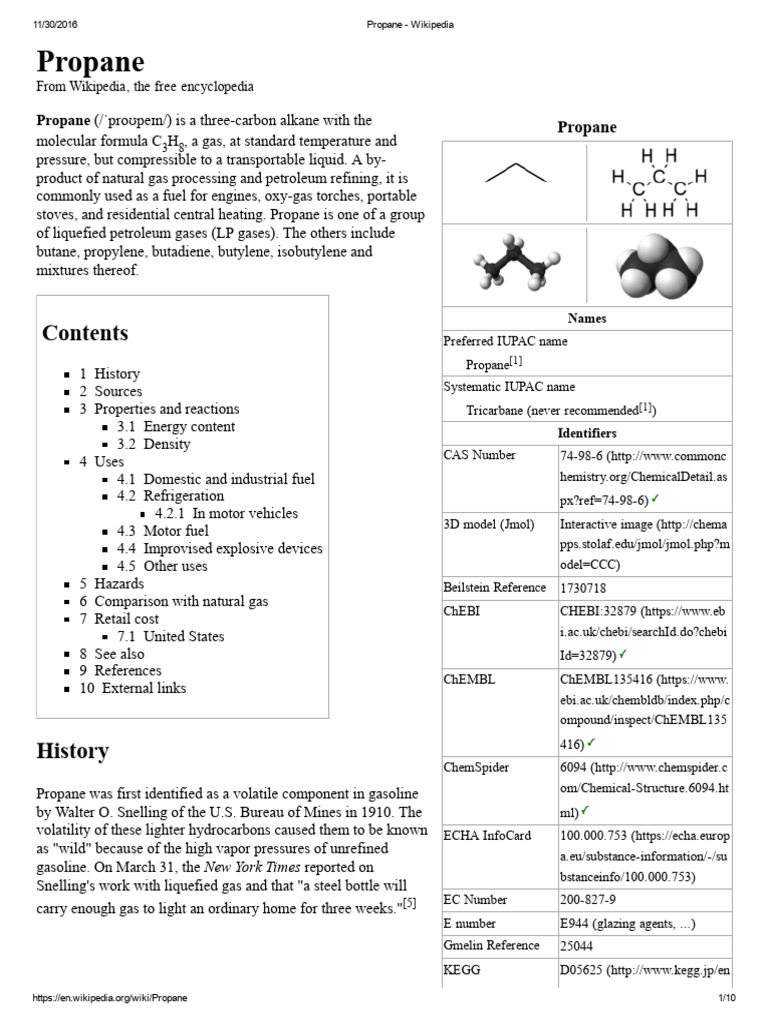 Propane - Wikipedia | PDF | Propane | Liquefied Petroleum Gas
