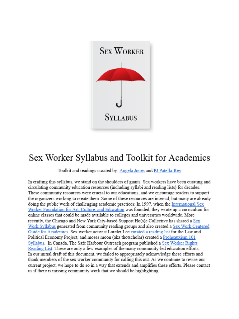 Sex Worker Syllabus Download Free Pdf Sex Work Prostitution