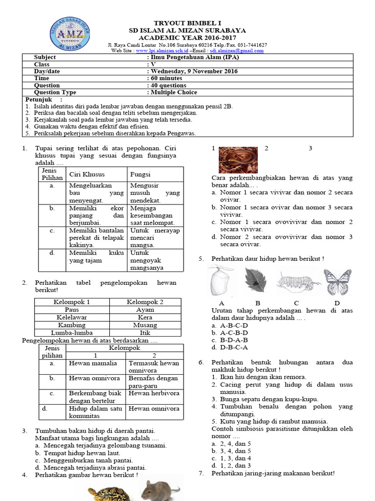Tryout Bimbel I Ipa | PDF