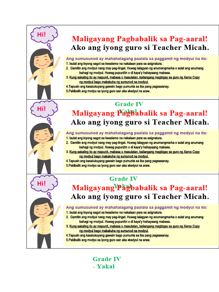 Panuto Sa Modyul | PDF