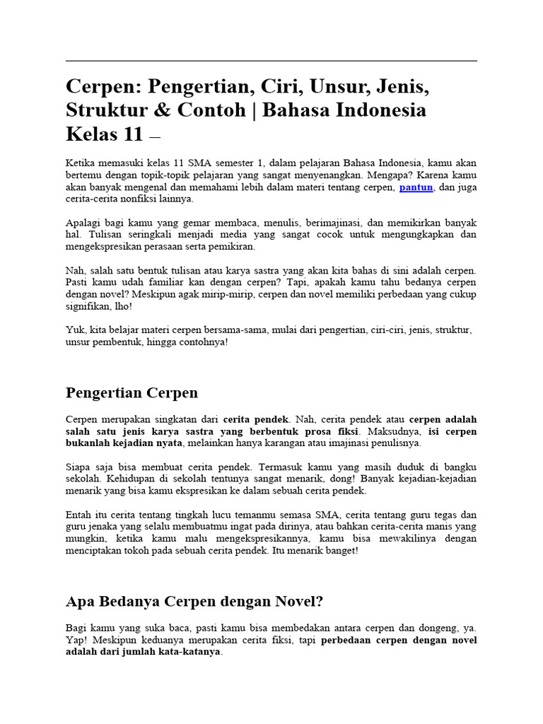 Contoh Cerpen Drabel Singkat | PDF | Seni & Disiplin Bahasa | Puisi