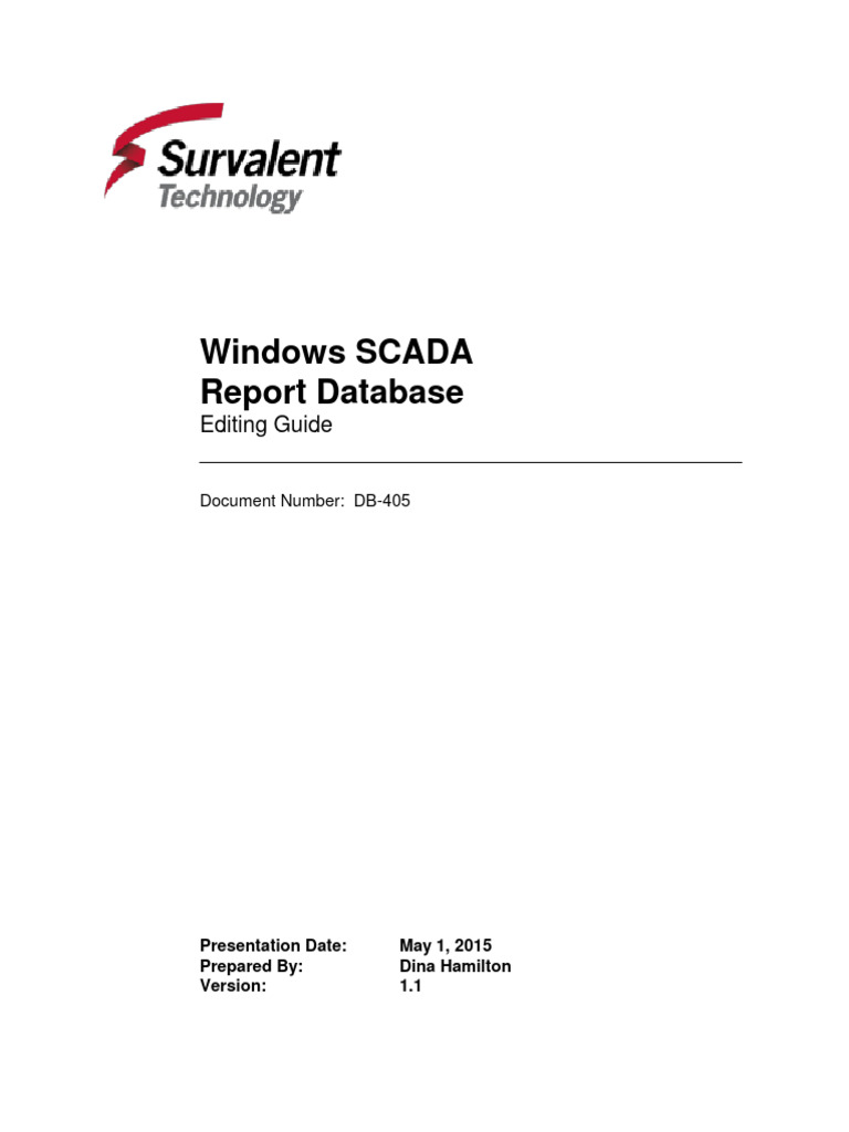 DB-405 Windows SCADA Report Database Editing Guide 1.1 | PDF | Databases | Page Layout