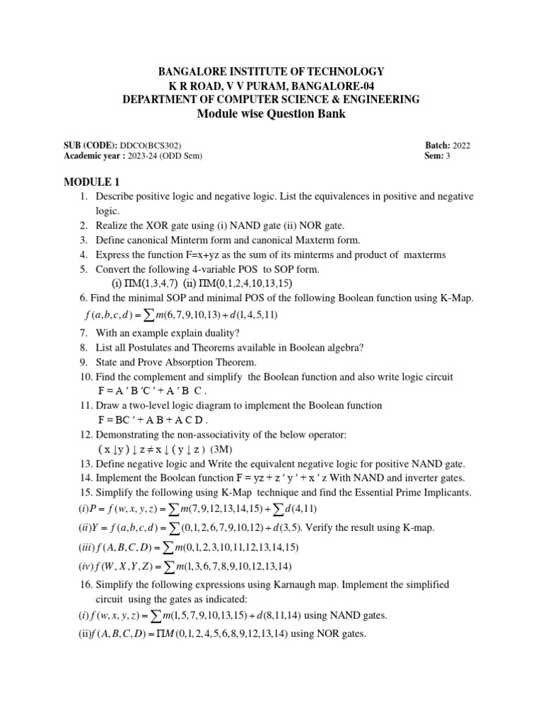 MODULE - Wise Question - 2022-ADE-CO | Download Free PDF | Teaching ...