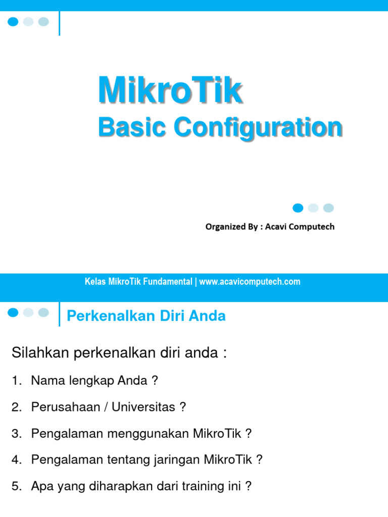 Lesson 3 - MikroTik Basic Configuration | PDF | Komputer