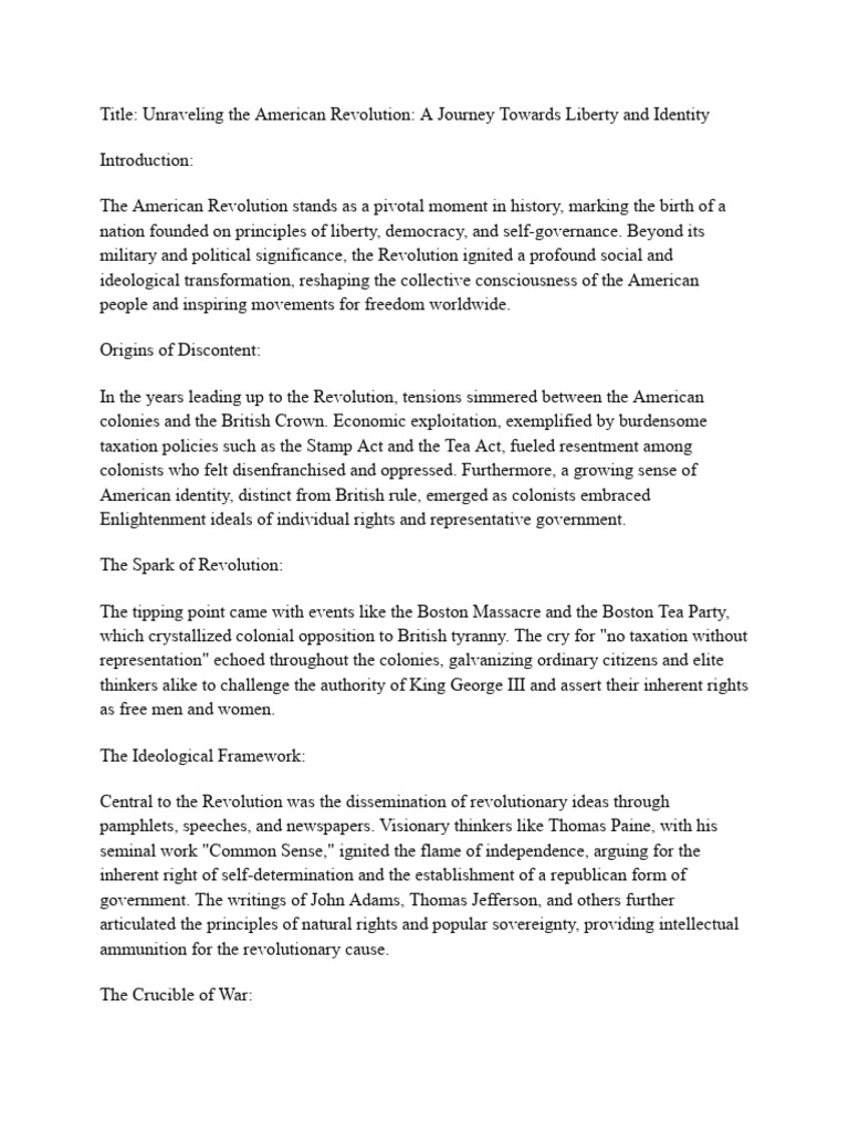 American Revolution: Liberty and Identity | PDF | American Revolution ...