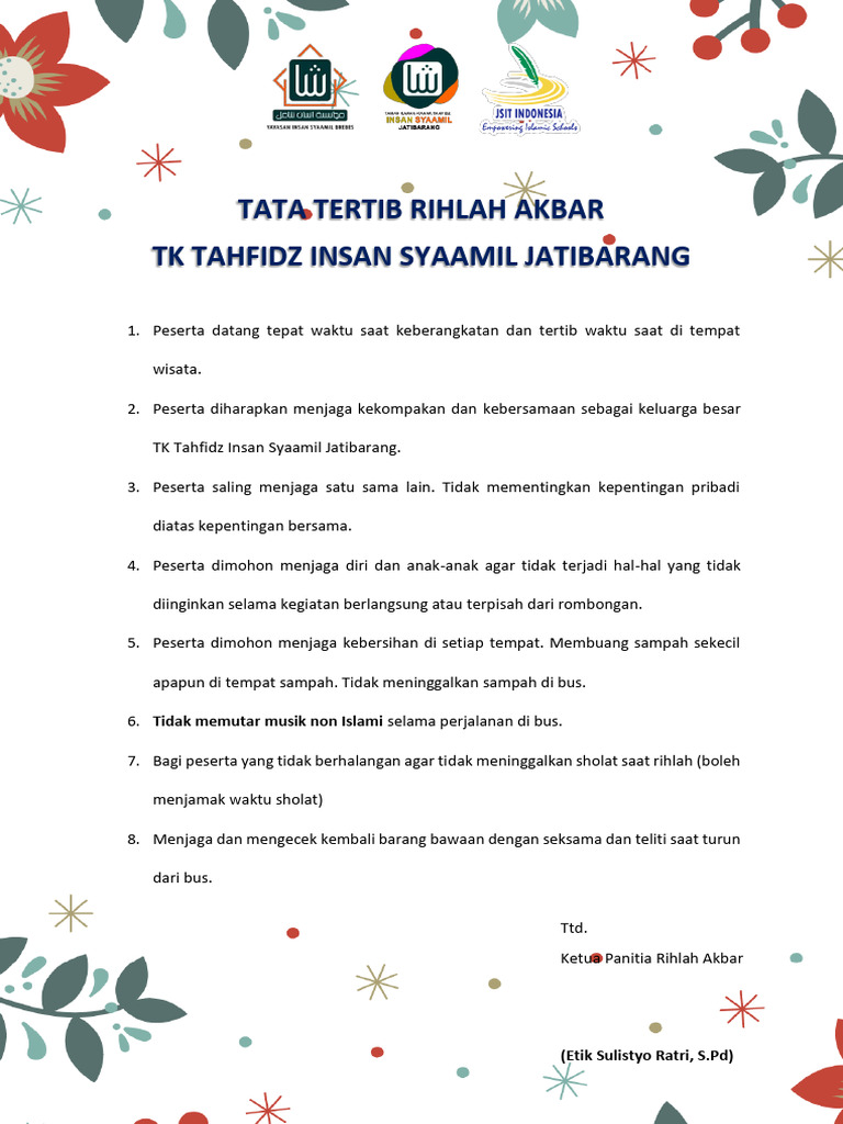 Tata Tertib Rihlah Akbar TK Tahfidz | PDF | Agama & Spiritualitas