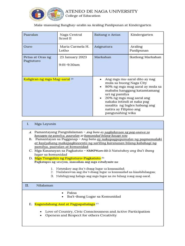Ma. Carmela H. Lotho Daily Lesson Plan DLP Template | PDF