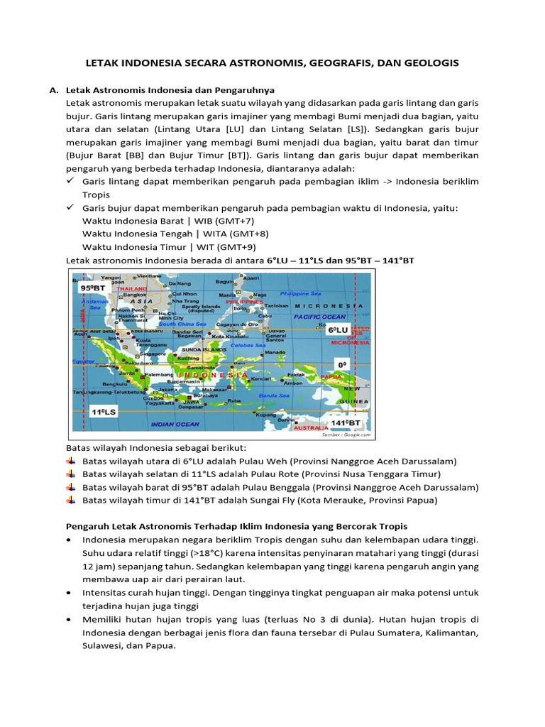 Letak Astronomis, Geografis, Dan Astronomis Indonesia | PDF | Sains & Matematika
