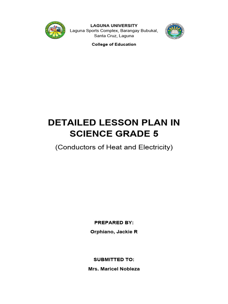 Grade 5 Science Lesson Plan: Conductors | PDF