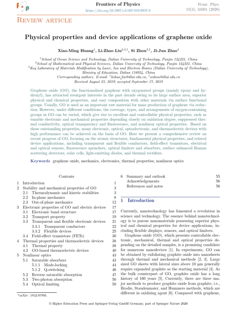 Graphene Oxide: Properties and Applications | PDF | Graphene | Redox