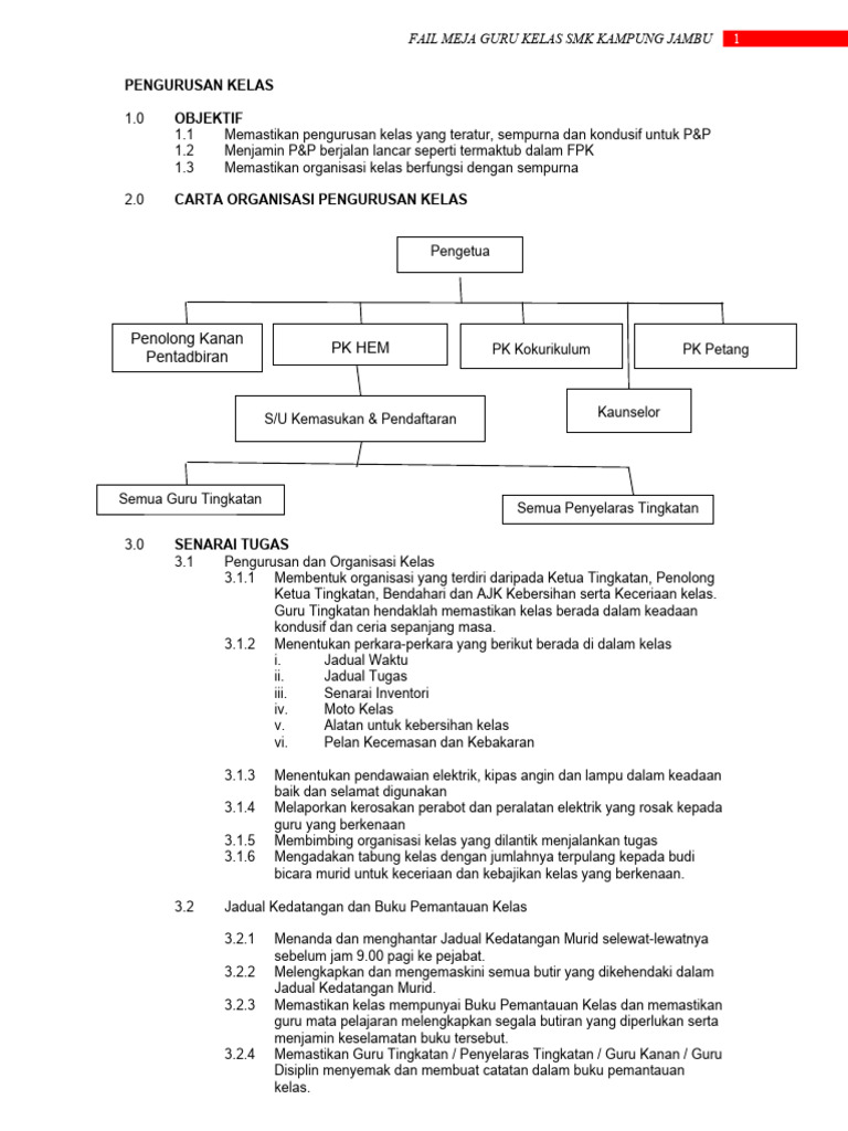 Fail Meja Pengurusan Guru Kelas | PDF