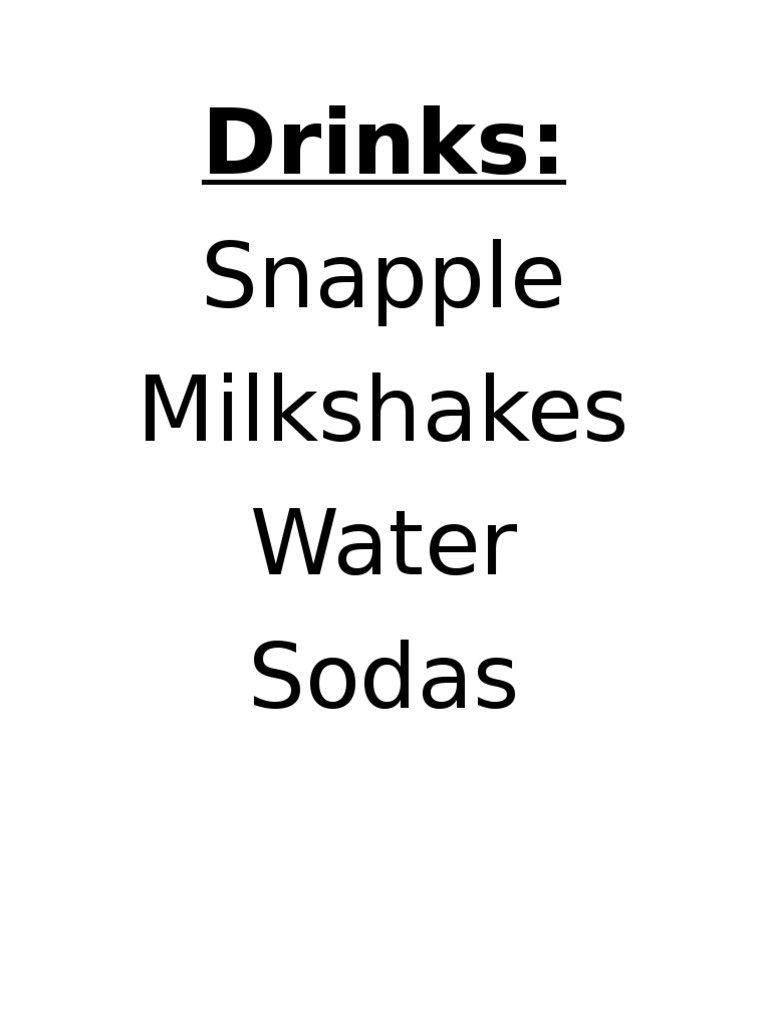 Refreshing Drink Options List | PDF