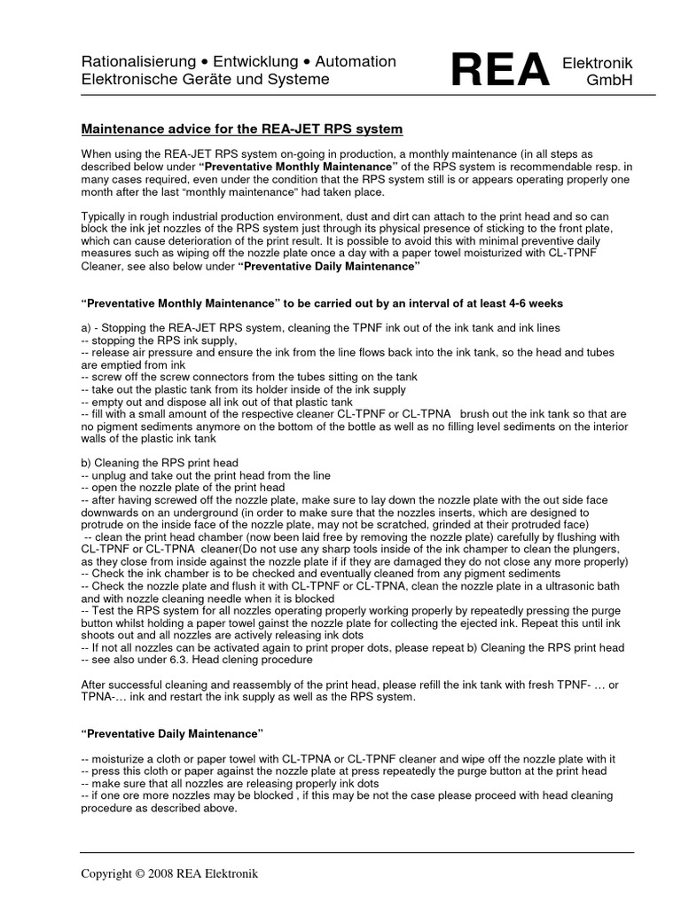 Maintenance Advice RPS System | PDF | Electrical Connector | Ink
