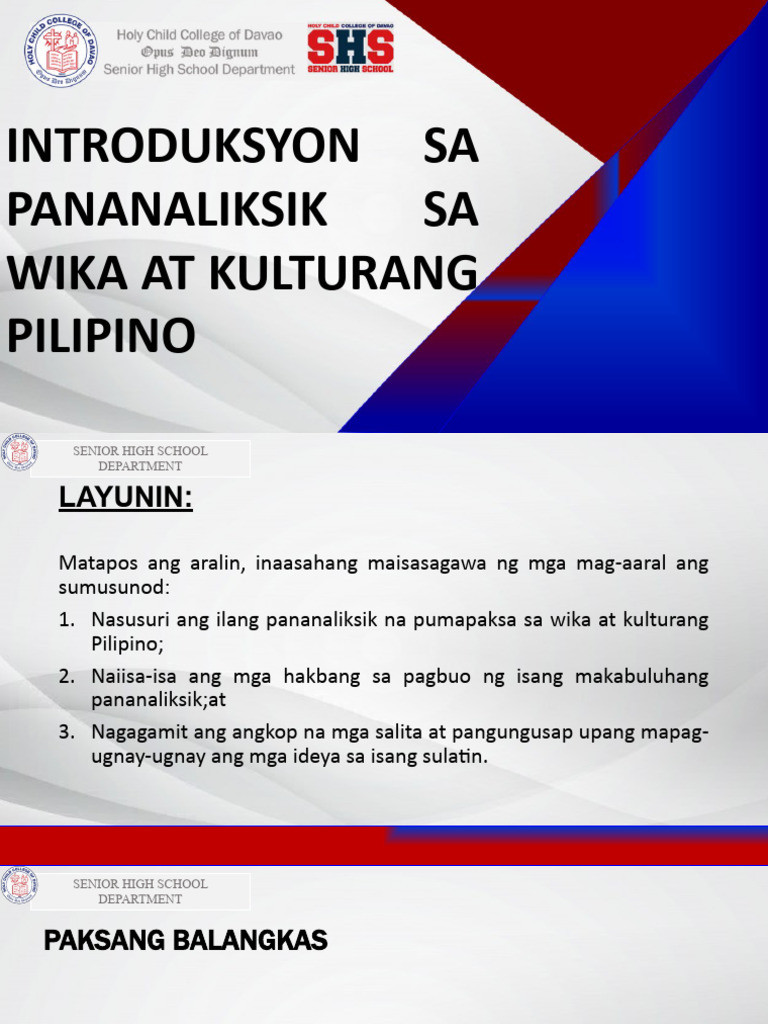 FILIPINO G11 - Week17Introduksyon Sa Pananaliksik Sa Wika at Kulturang ...