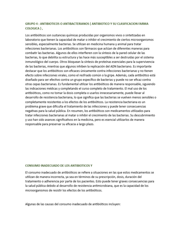 Grupo 4 | PDF | Las bacterias | Resistencia antimicrobiana