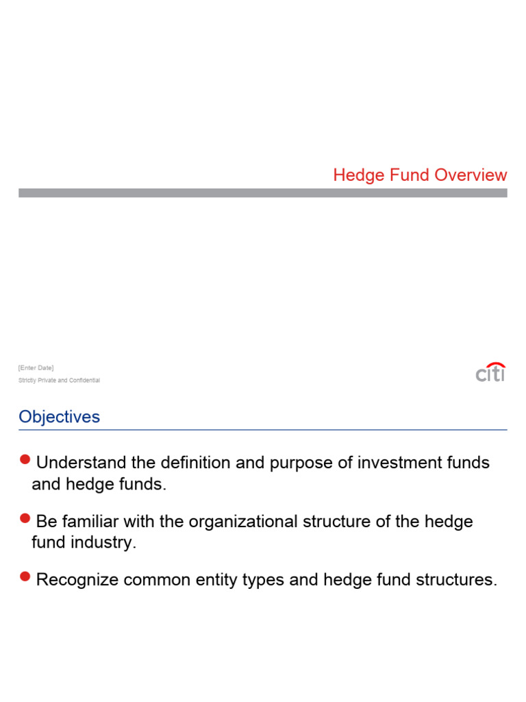 Hedge Fund Overview and Structure | PDF | Investment Fund | Hedge Fund