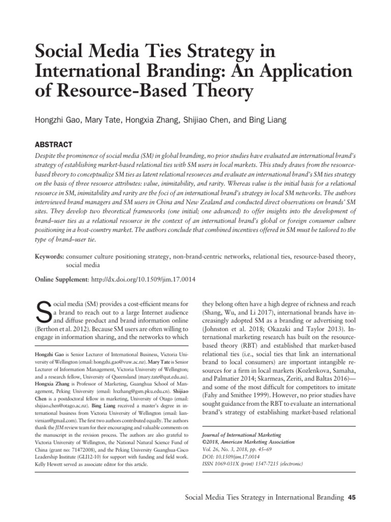 Social Media Ties Strategy in International Branding An Application of ...