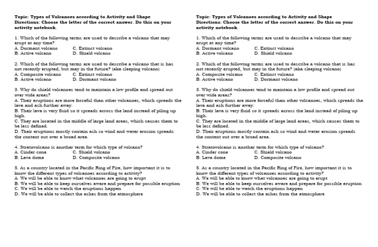 Activity #2 - Types of Volcanoes | PDF | Volcano | Types Of Volcanic ...
