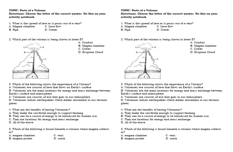 Activity #1 - Parts of A Volcano | PDF | Volcano | Magma