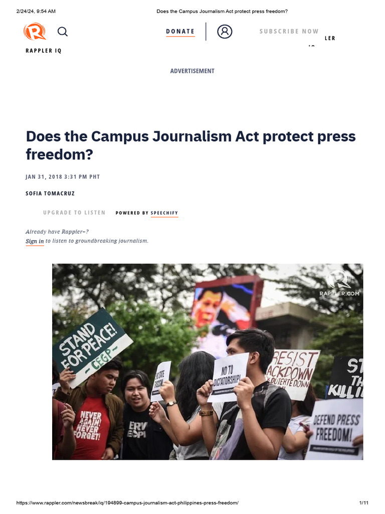 Does The Campus Journalism Act Protect Press Freedom by Sofia Tomacruz ...