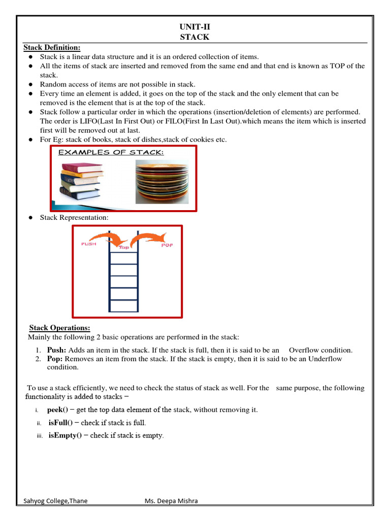 Unit 2 - Stack | Download Free PDF | Notation | Computer Programming Unit 2 - Stack | Download Free PDF | Notation | Computer Programming
