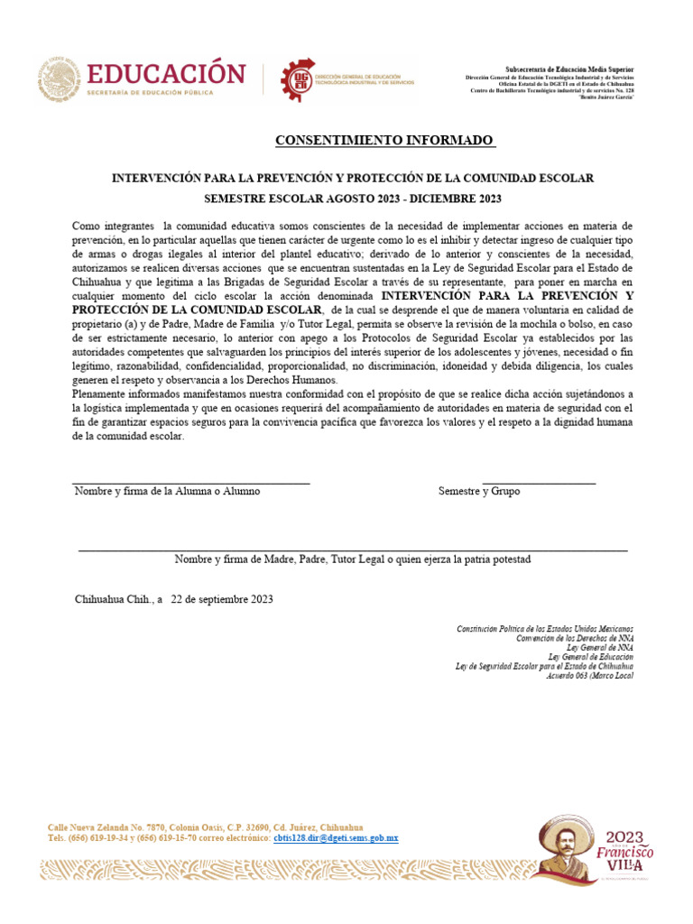 Consentimiento Informado Sep 2023 3 | PDF | Estado (política) | Justicia