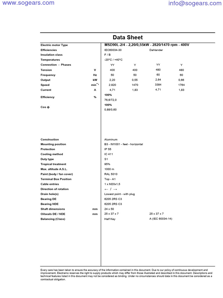 YD 90L 2 4 Datasheet | PDF | Physical Quantities | Electricity