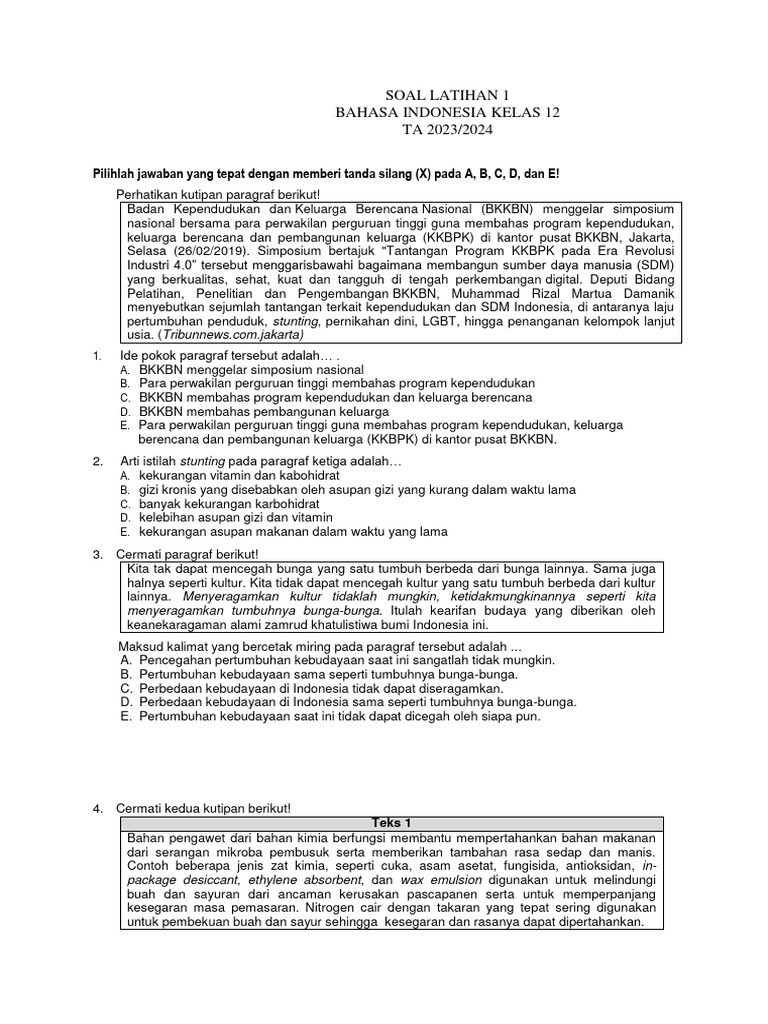 Latihan Soal Pilgan 1 - 220224 | PDF