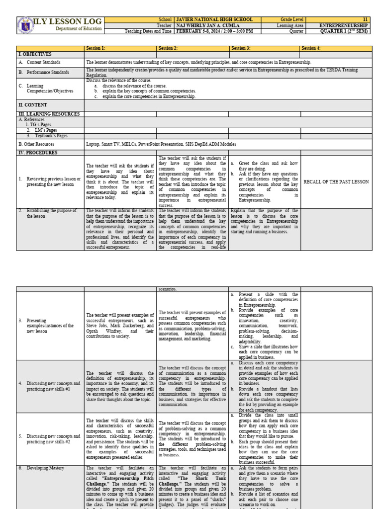 Entrep Q1 Week1 | PDF | Entrepreneurship | Cognitive Psychology