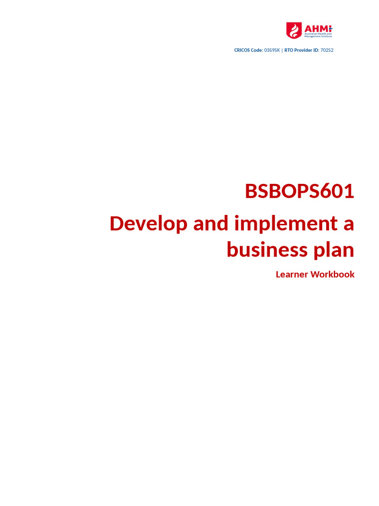 BSBOPS601 Develop and Implement Business Plans | PDF | Sole ...