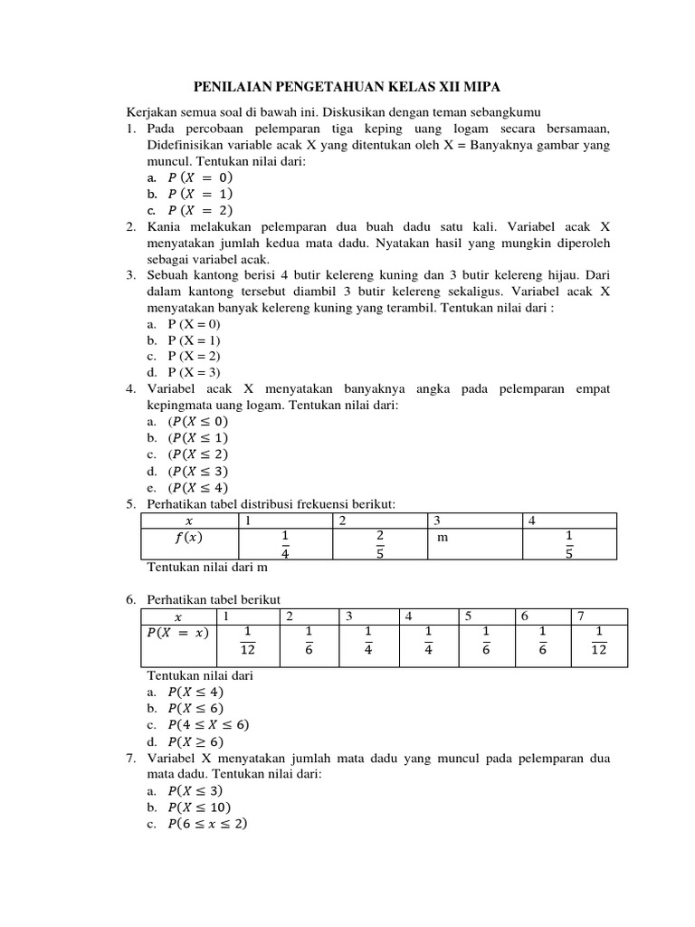Variabel Acak pada Pelemparan Dadu | PDF