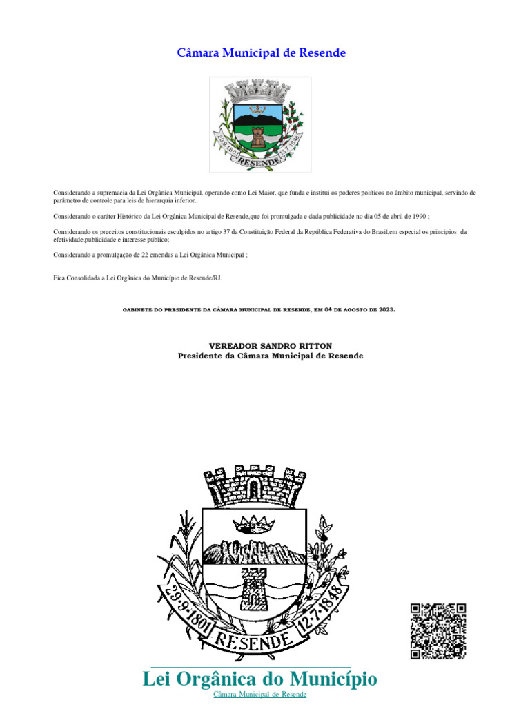 Lei Orgânica do Município de Resende | PDF | Administração pública ...