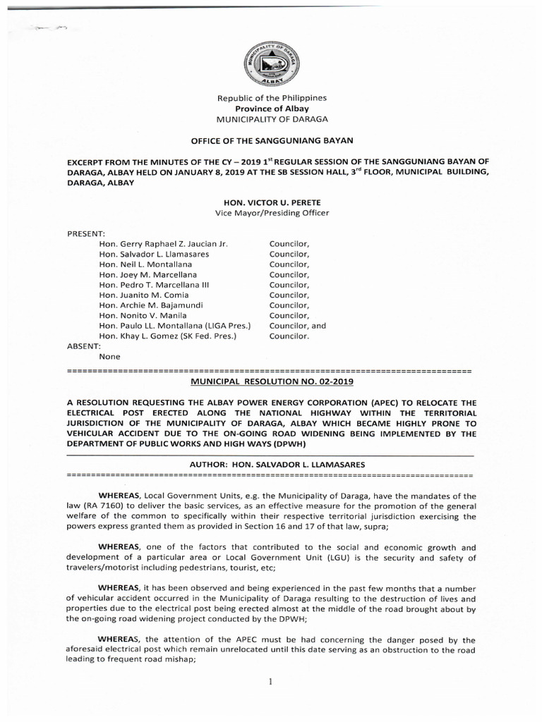 Province of Albay: Present | PDF | Road | Government
