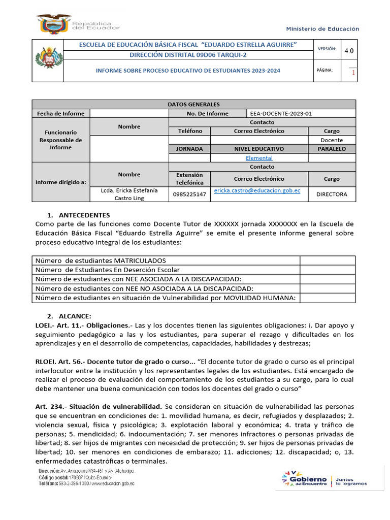 Informe Final 2023 | PDF | Enseñando | Educación primaria