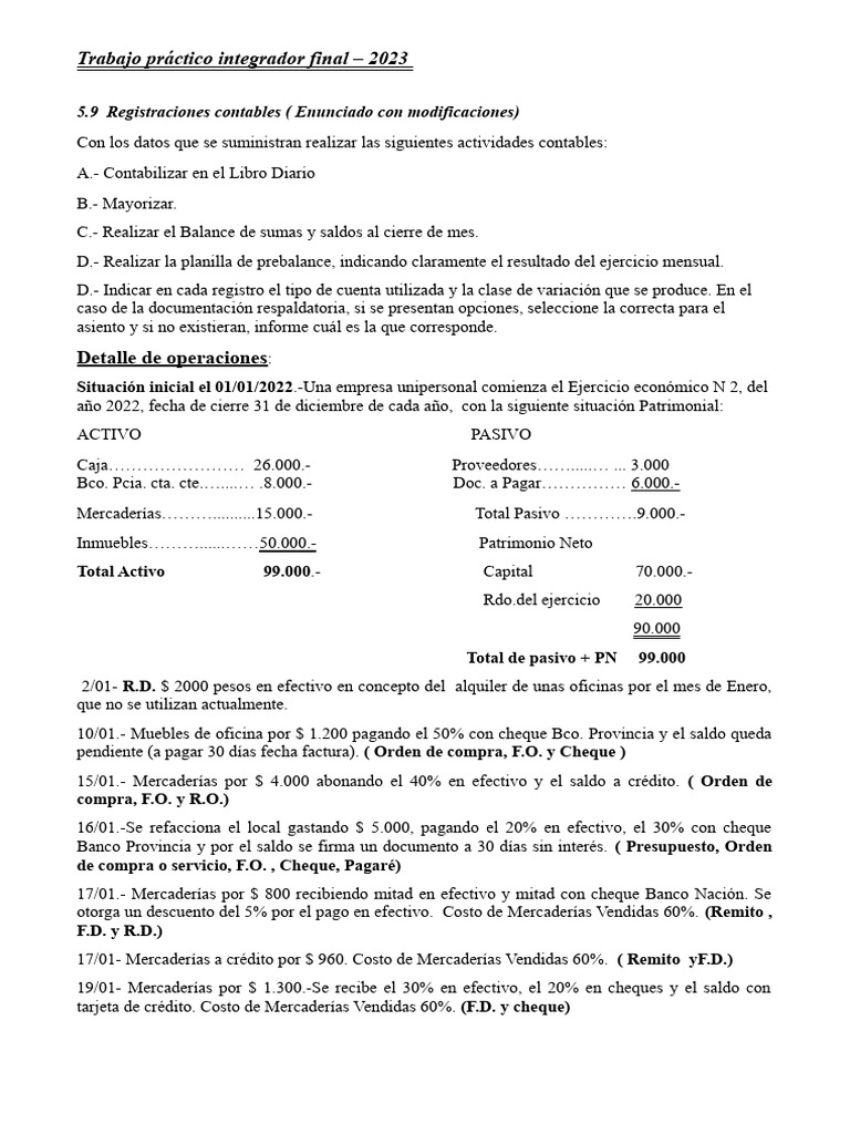 IntroConta Ejerc. 5.9. Enunciado Con Modificaciones | PDF | Cheque | Bancos