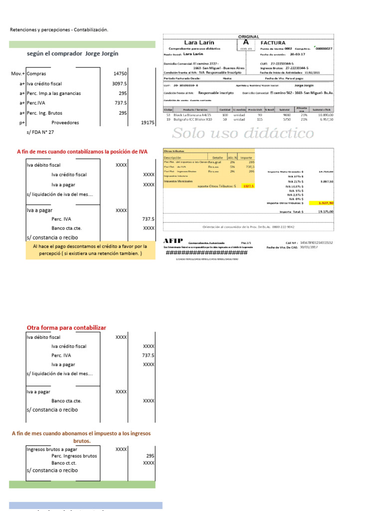 Contabilizacion Retenc.y Percep. | PDF | Impuesto al valor agregado | Mercado (economía)