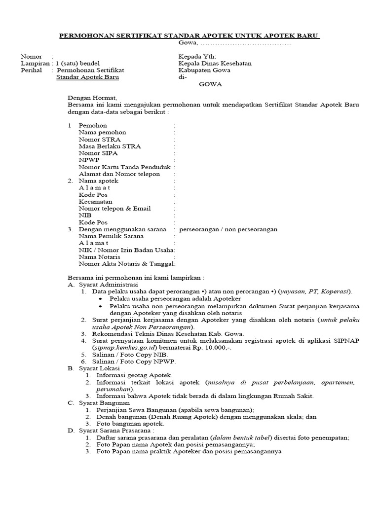 Formulir Izin Apotik | PDF