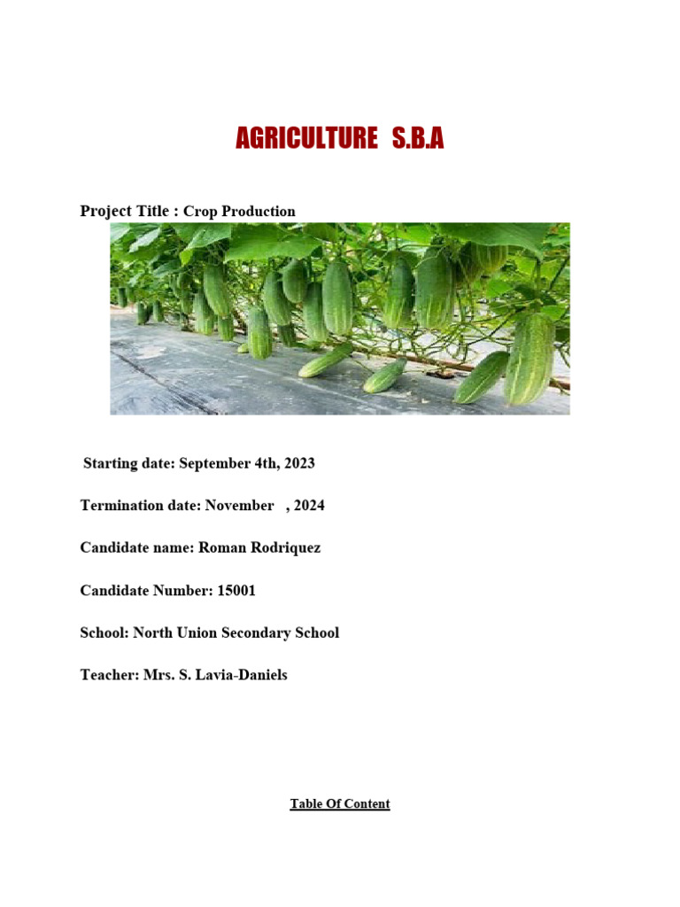 Agriculture SBA Roman Rodriquez | PDF | Fertilizer | Weed